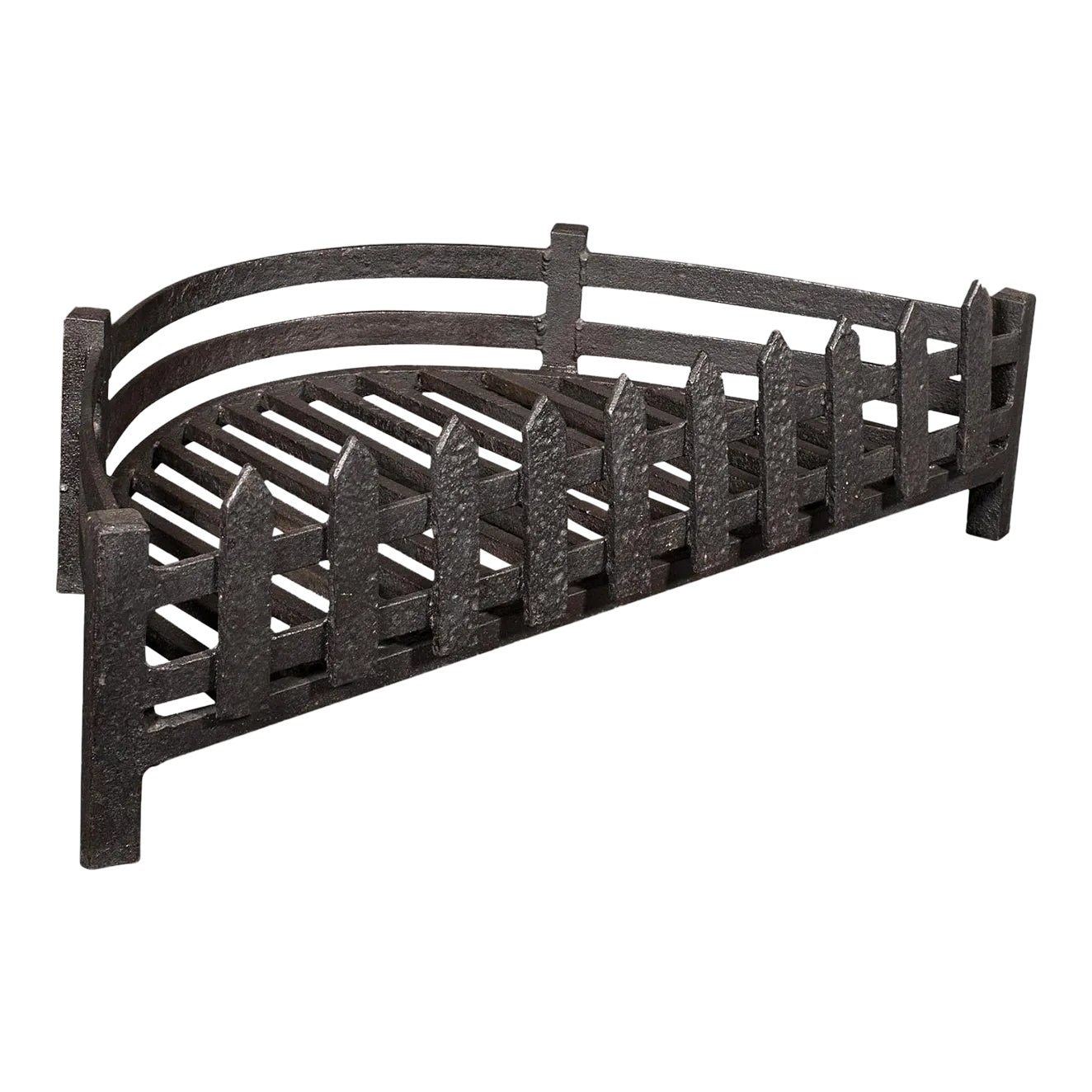 1900s Antique Victorian English Cast Iron Demi Lune Fire Grate | Chairish