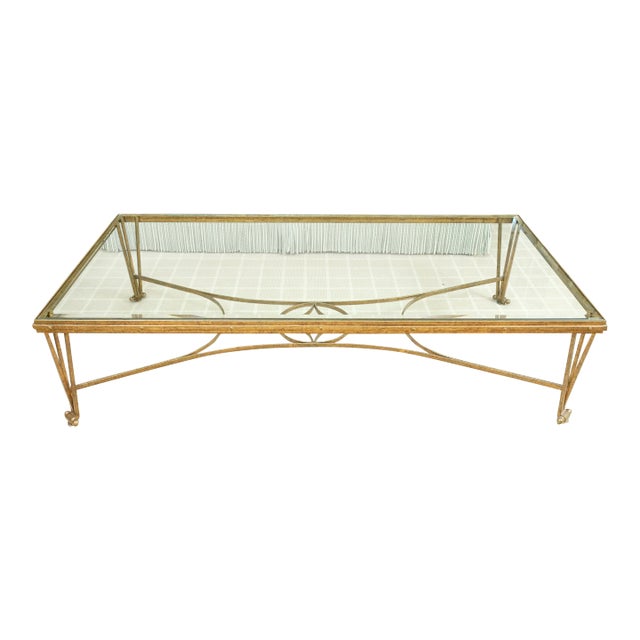 Rectangular Gold Plated Bevel Glass Cocktail Table | Chairish
