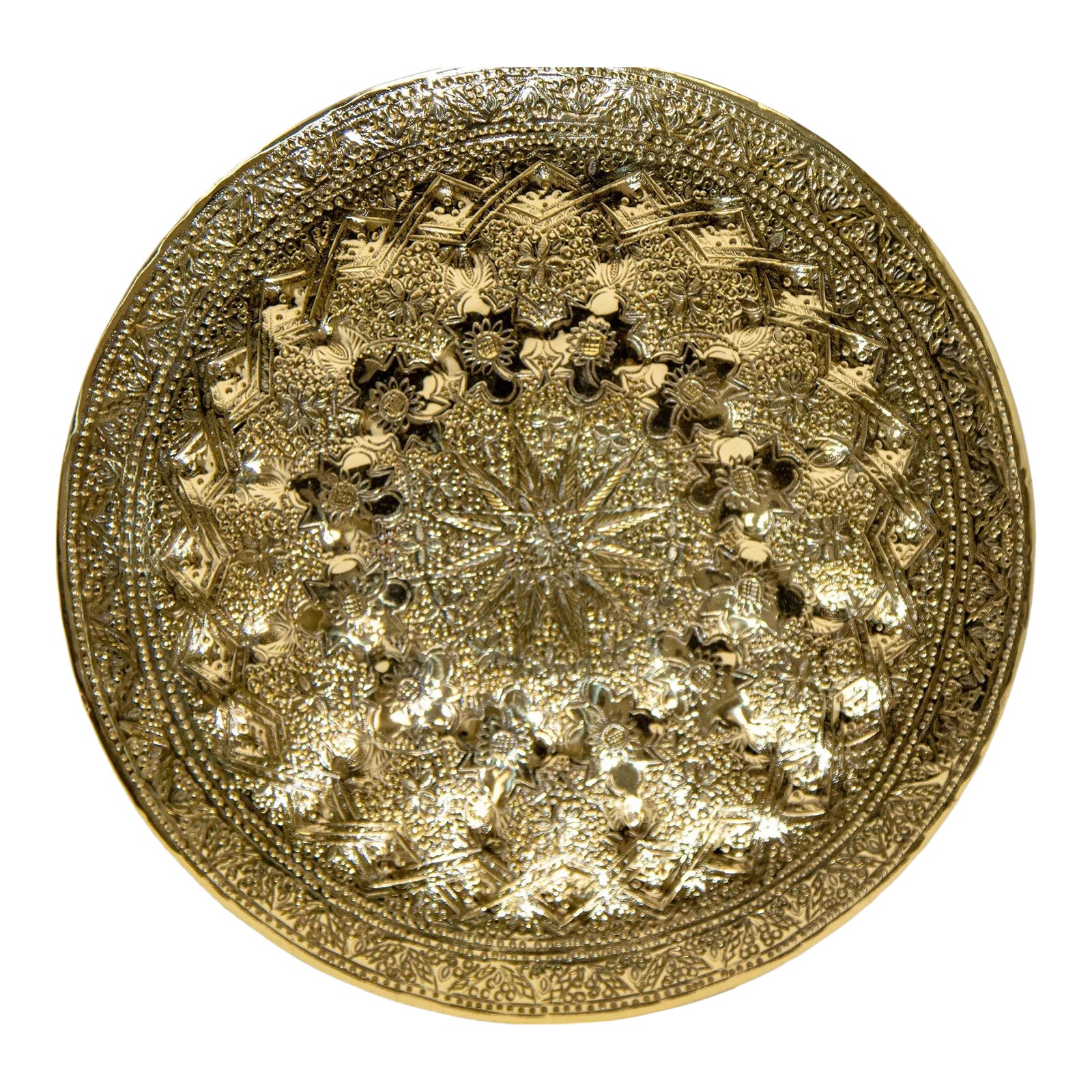 Islamic Persian Polished Brass Tray Collectible Metal Work Platter 10 ...