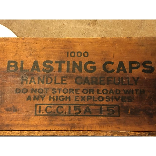 Antique Wooden Atlas Powder Co. Blasting Caps Box | Chairish