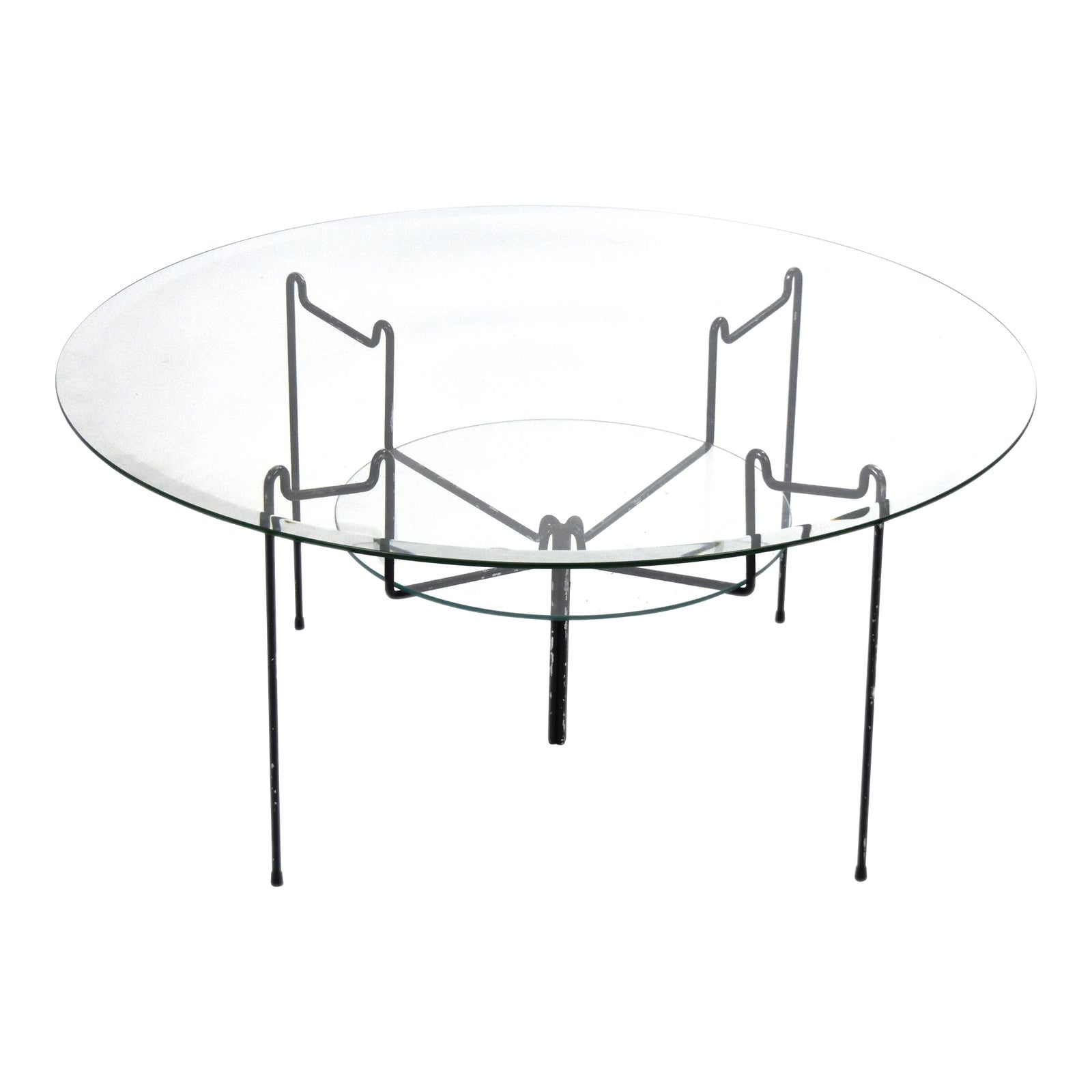 Mid 20th Century Vintage Modern Industrial Four Leg Metal Coffee Table ...