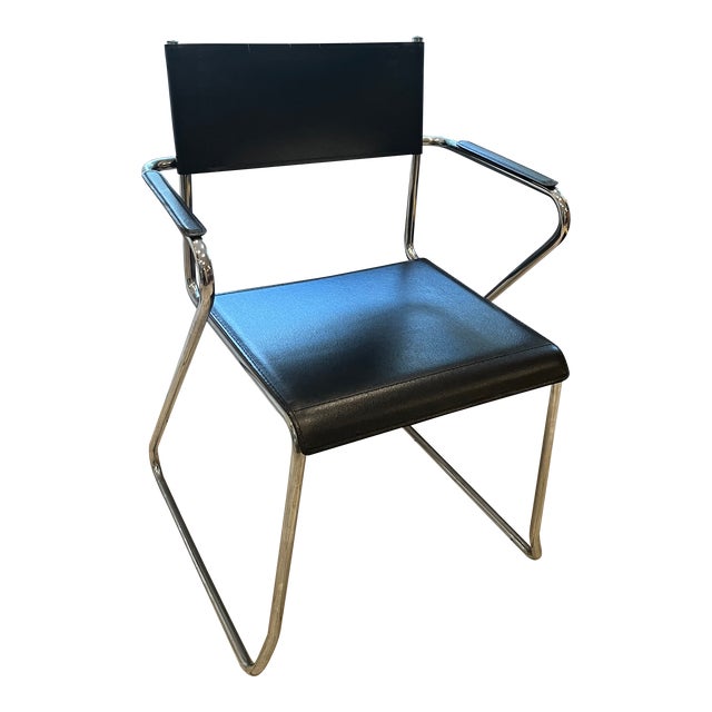 Late 20th Century Bauhaus Black Chrome Tubular Director Arm Chair ...