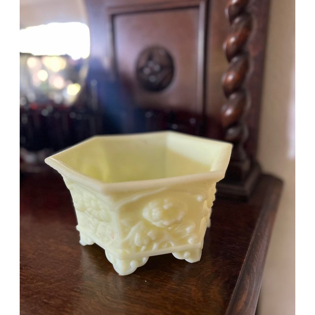 1950s Light Yellow Fenton Hexagonal Footed Planter | Chairish