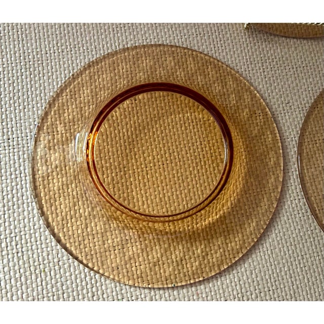 Mid Century Modern Amber Glass Plates - Set of 10 | Chairish