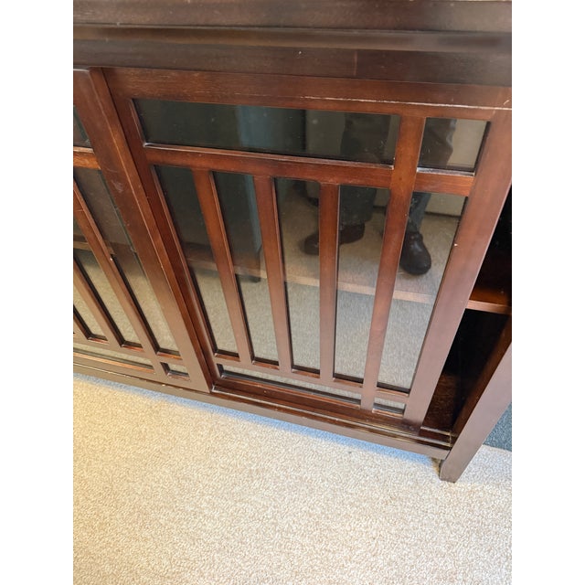 Pier One Buffet Cabinet With Paned Glass Doors | Chairish