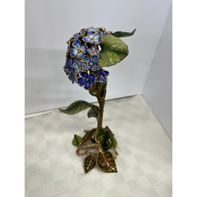 Jay Strongwater Large Handcrafted Periwinkle Blossom Nori Hydrangea ...