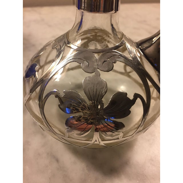 Antique Crystal Cruet With Silver Overlay | Chairish