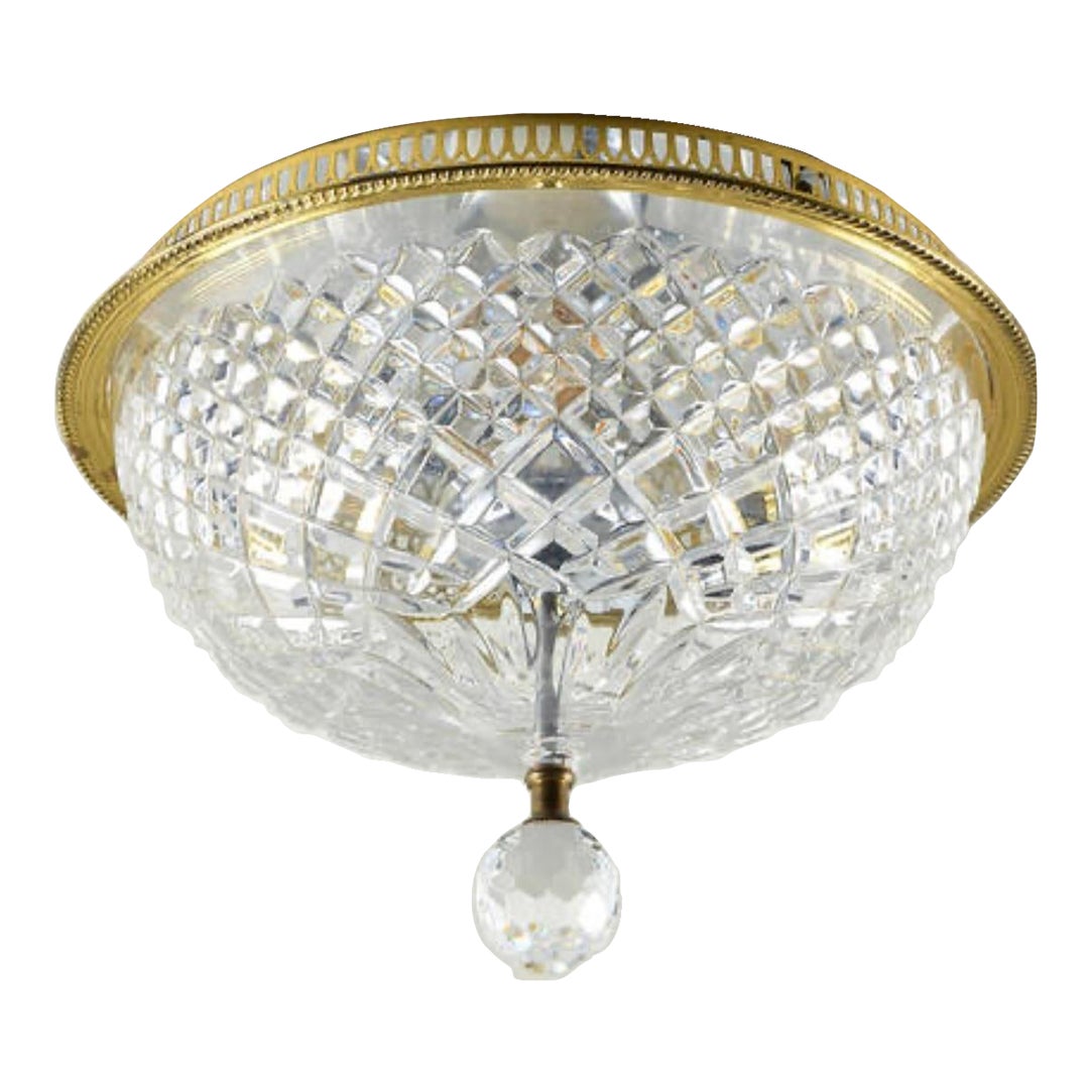 Vintage Waterford Crystal Flushmount Ceiling Light | Chairish