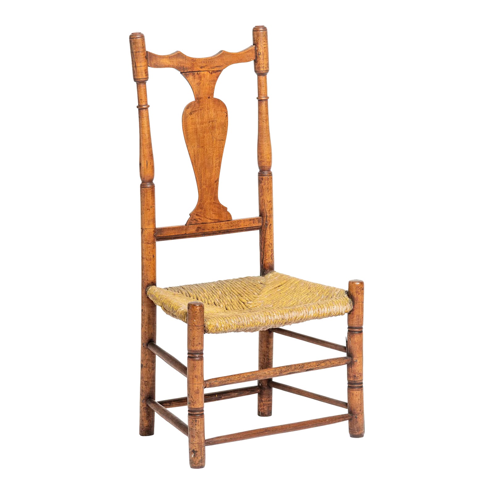 Late 19th Century Urn Back Chair With Mustard Rush Seat | Chairish