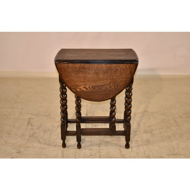 English Oak Gate Leg Side Table, C. 1900 | Chairish