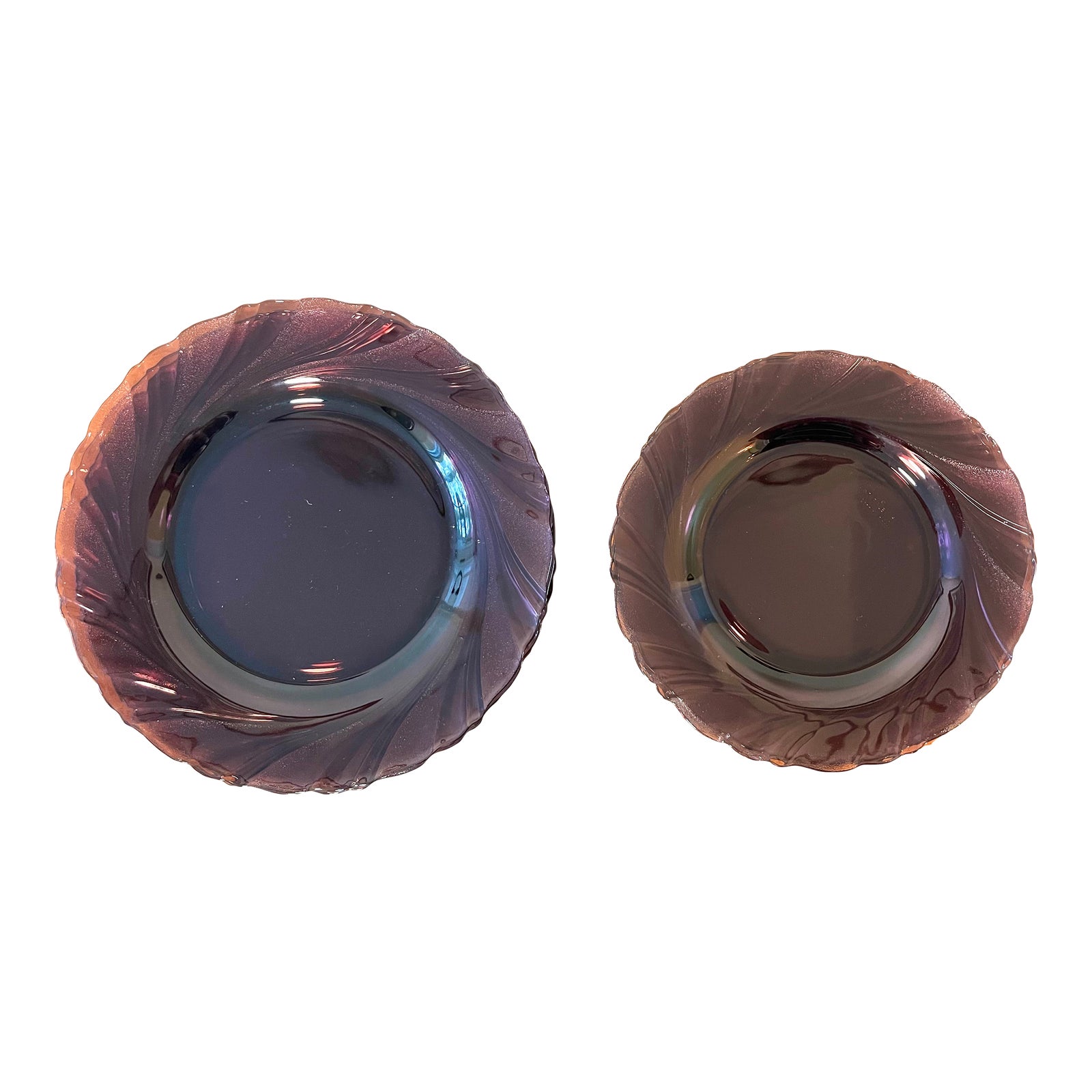 Vintage French Fluted Purple Glass Plates S/16 | Chairish