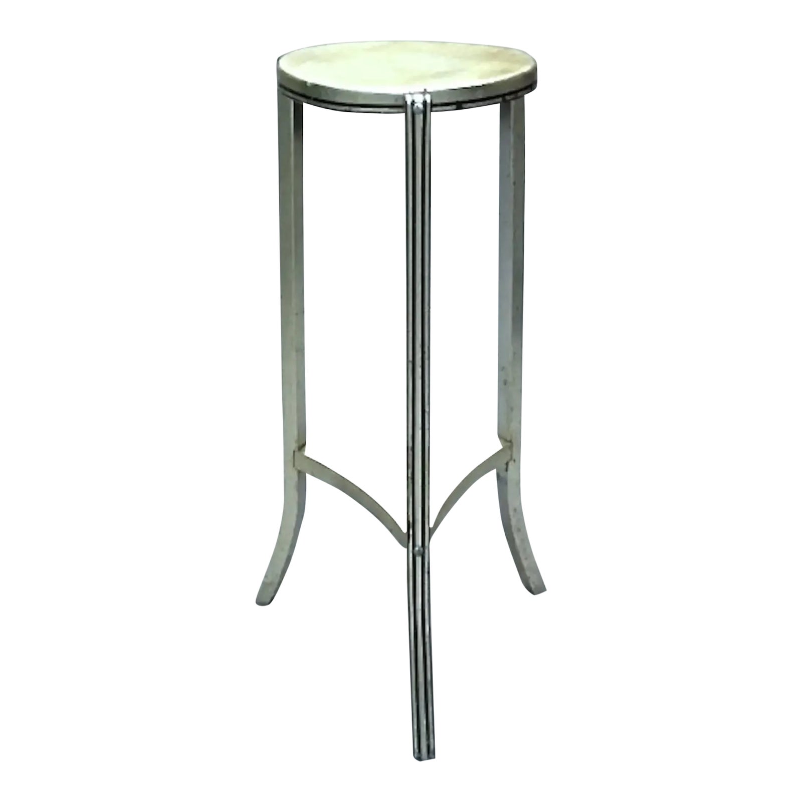 Vintage Art Deco Style Silver Leaf Side Table | Chairish