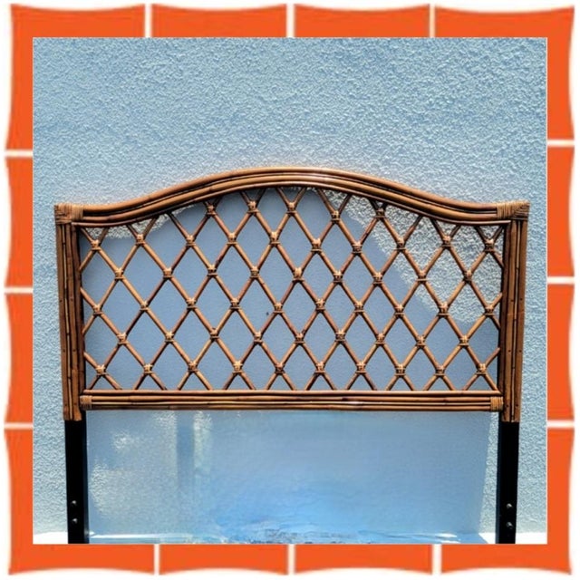 Vintage Bamboo Rattan Chippendale Arched Queen Size British Colonial ...