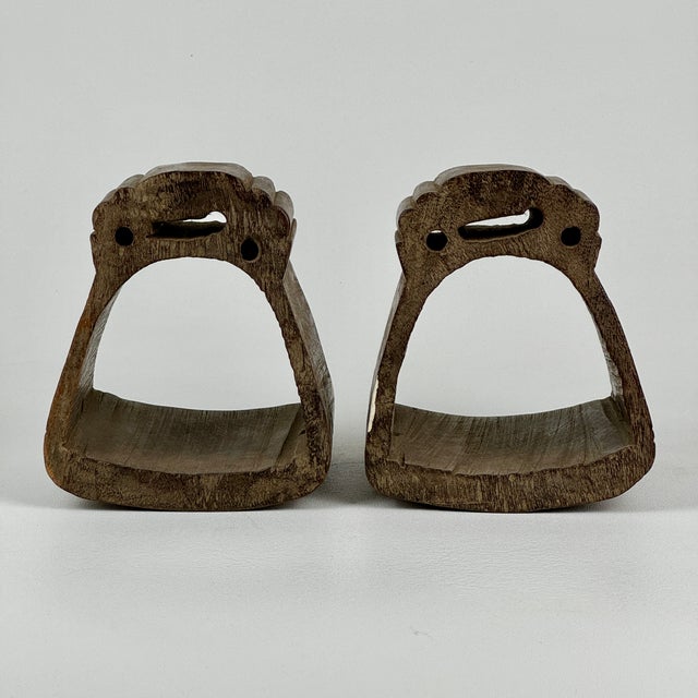 Antique Pair of Wood Carved Horse Stirrups in Light Brown, for the ...