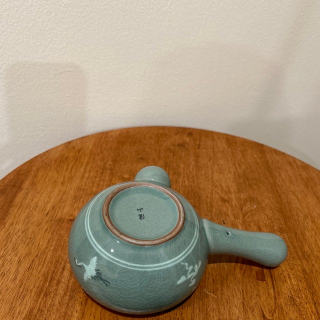 Early 21st Century Korean Style Celadon Porcelain Crane Bird Cloud ...