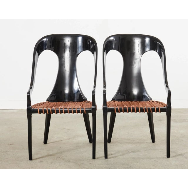 Pair of Michael Taylor Style Lacquered Spoon Back Chairs | Chairish