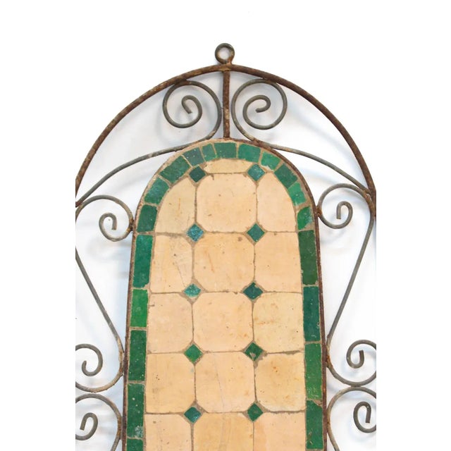 Terracotta Tile Wall Sconce With Candle Cup Green Accents | Chairish