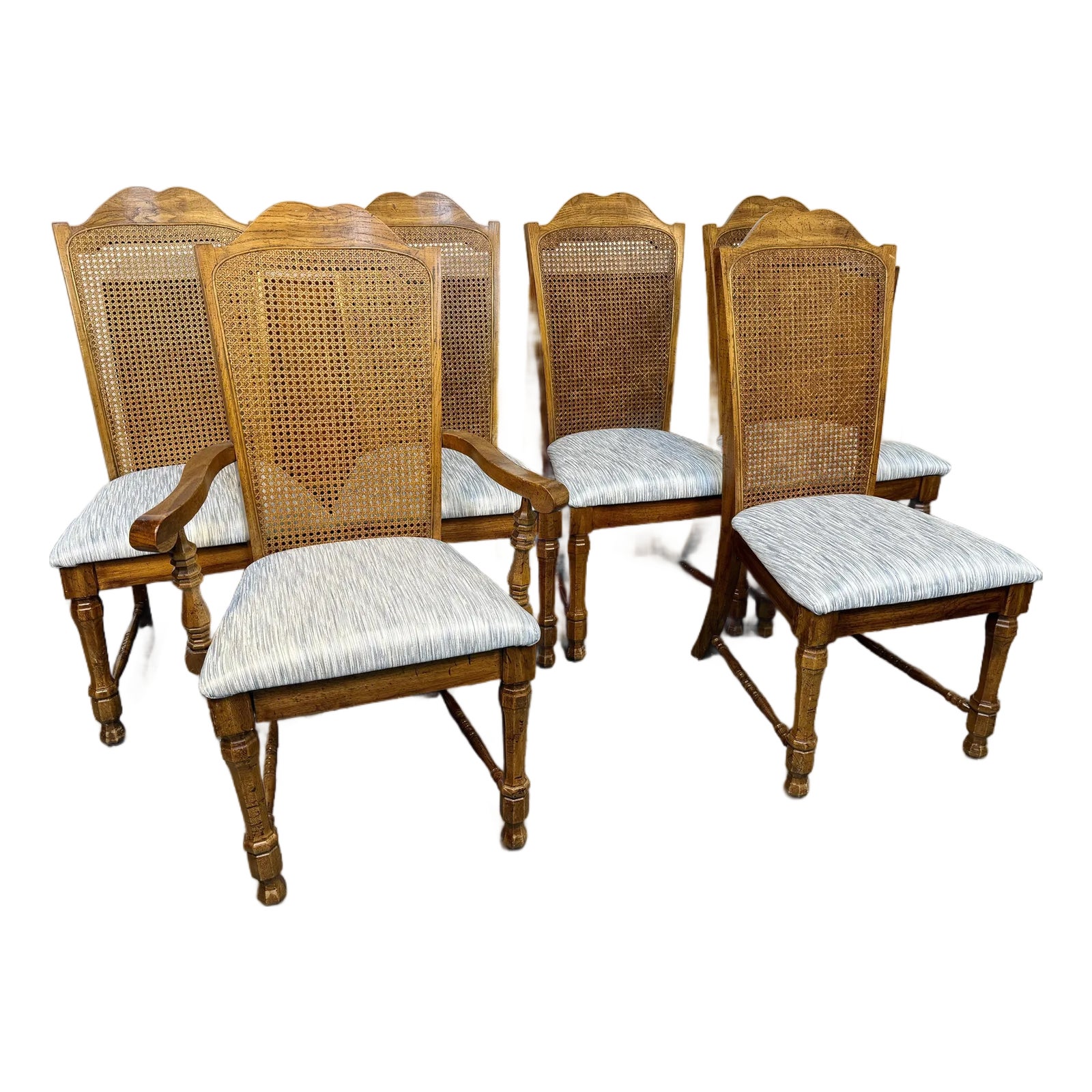 Mid-Century Jessup Furniture Co. Mediterranean Style High Cane Back ...