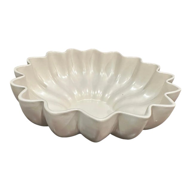 Vintage Red Wing Pottery White Fluted Bowl | Chairish