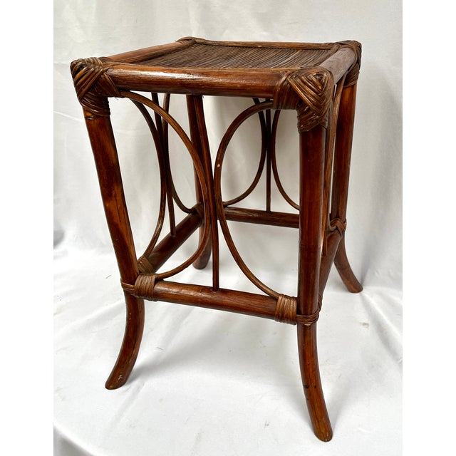 Mid-Century Bamboo/Rattan Plant Stand | Chairish