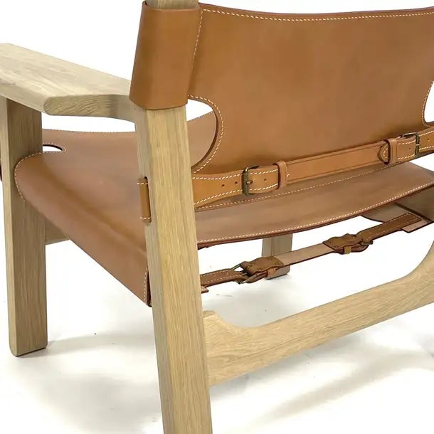 Børge Mogensen Oak & Saddle Leather 1958 Spanish Chair for Frederica ...