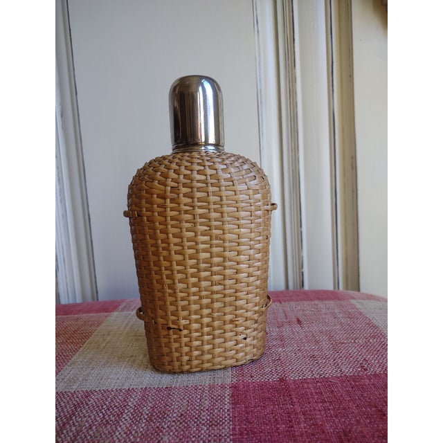 Antique Large Finely Woven Wicker Flask | Chairish