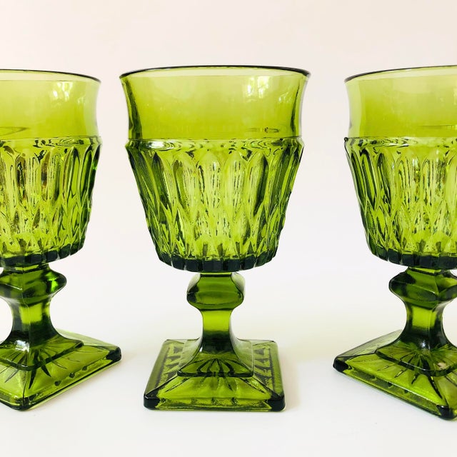 Green Wine Goblets by Indiana Glass - Set of 4 | Chairish