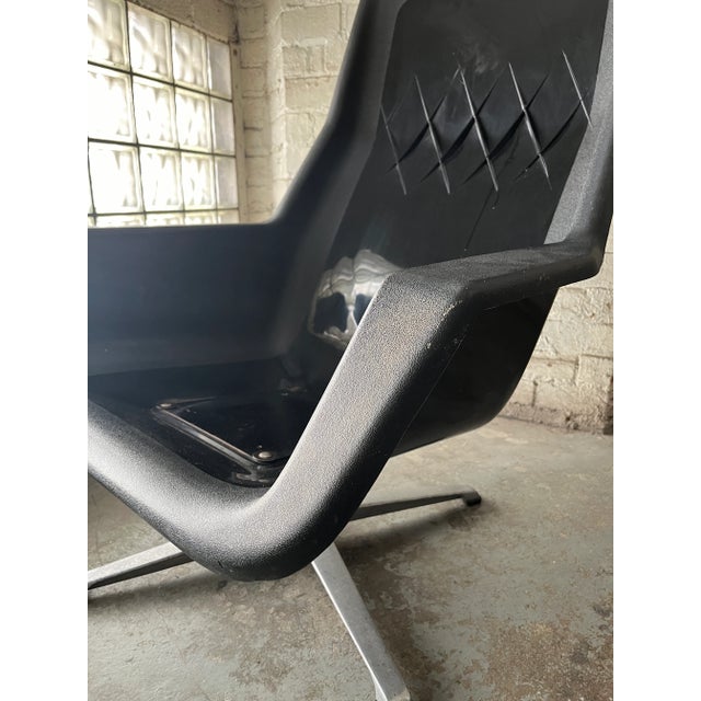 1970s Black Swivel "Evil Villain" Chair Attributed to Overman | Chairish