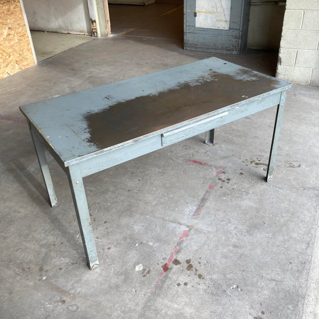 Industrial Steel Work Table Desk by Lyon Metal Products | Chairish
