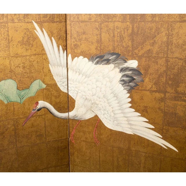 Robert Crowder Japanese Hand-Painted Six Panel Screen | Chairish
