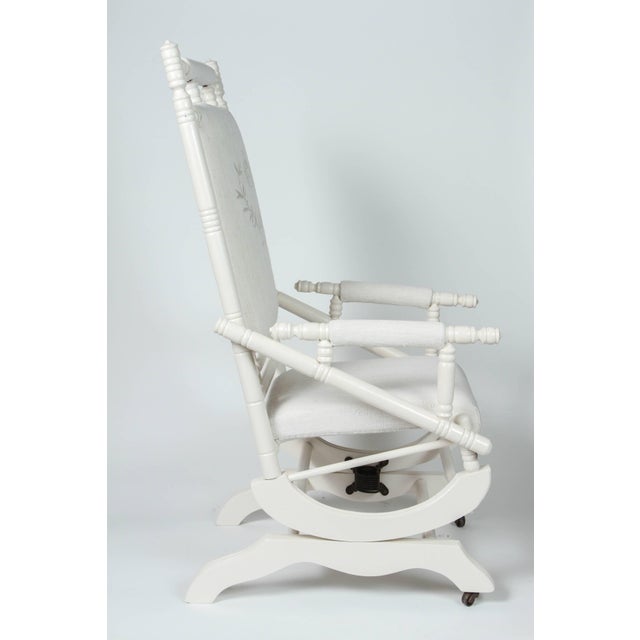 Antique Spring Rocking Chair With Custom Embroidery on Vintage Linen ...