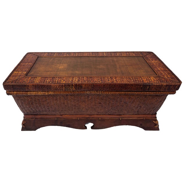 1920s Antique Chinese Woven Rattan Chest Trunk | Chairish