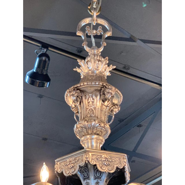 19th Century English Neoclassical Silver over Bronze 6 Light Chandelier ...
