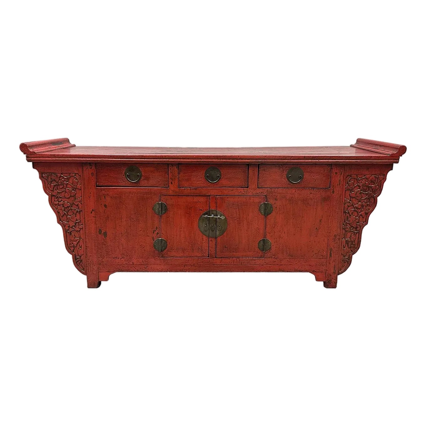 Early 20th Century Chinese Red Lacquered Altar Cabinet, Buffet Table ...