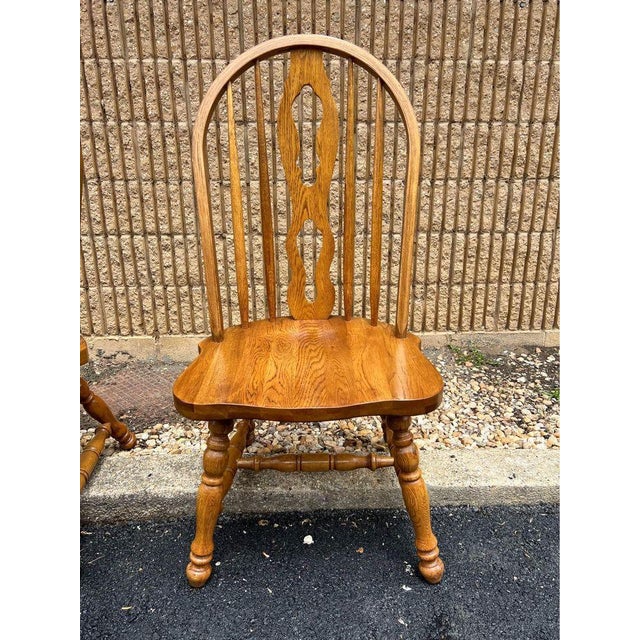 20th Century Set of 7 Vintage Oak Windsor Hooped Back Dining Chairs ...