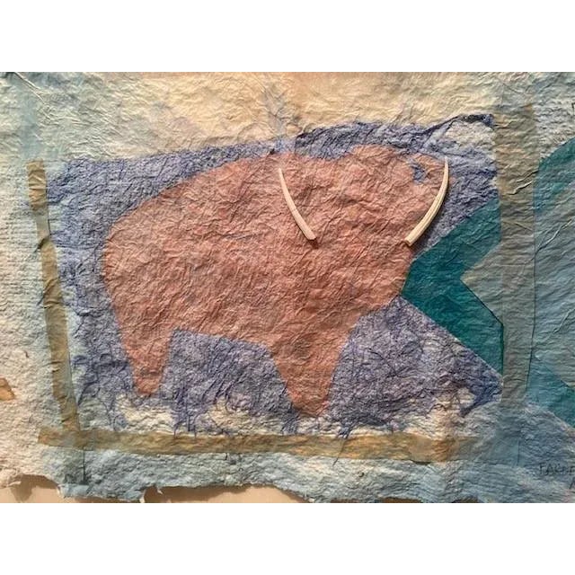 1980s Dakota Buffalo Tribal Themed Fiberworks Collage Incased in Plexi ...