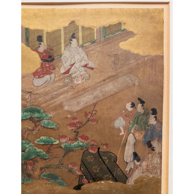19th Century Japanese Late Edo Period Watercolor Painting With Figures ...
