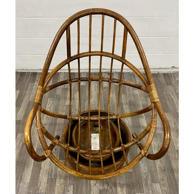 Vintage Paul Frankl Style Boho Rattan Egg Clam Swivel Chair by Fort ...