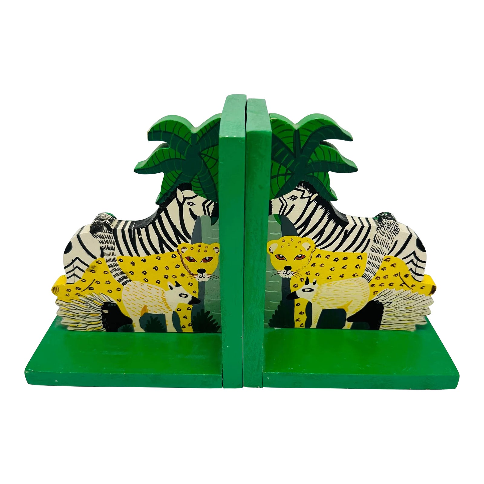 Vintage Jungle Theme Children’s Bookends | Chairish