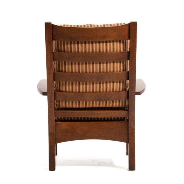 L & J G Stickley Bow Arn Fixed Back Lounge Chair Arts & Crafts Mission ...