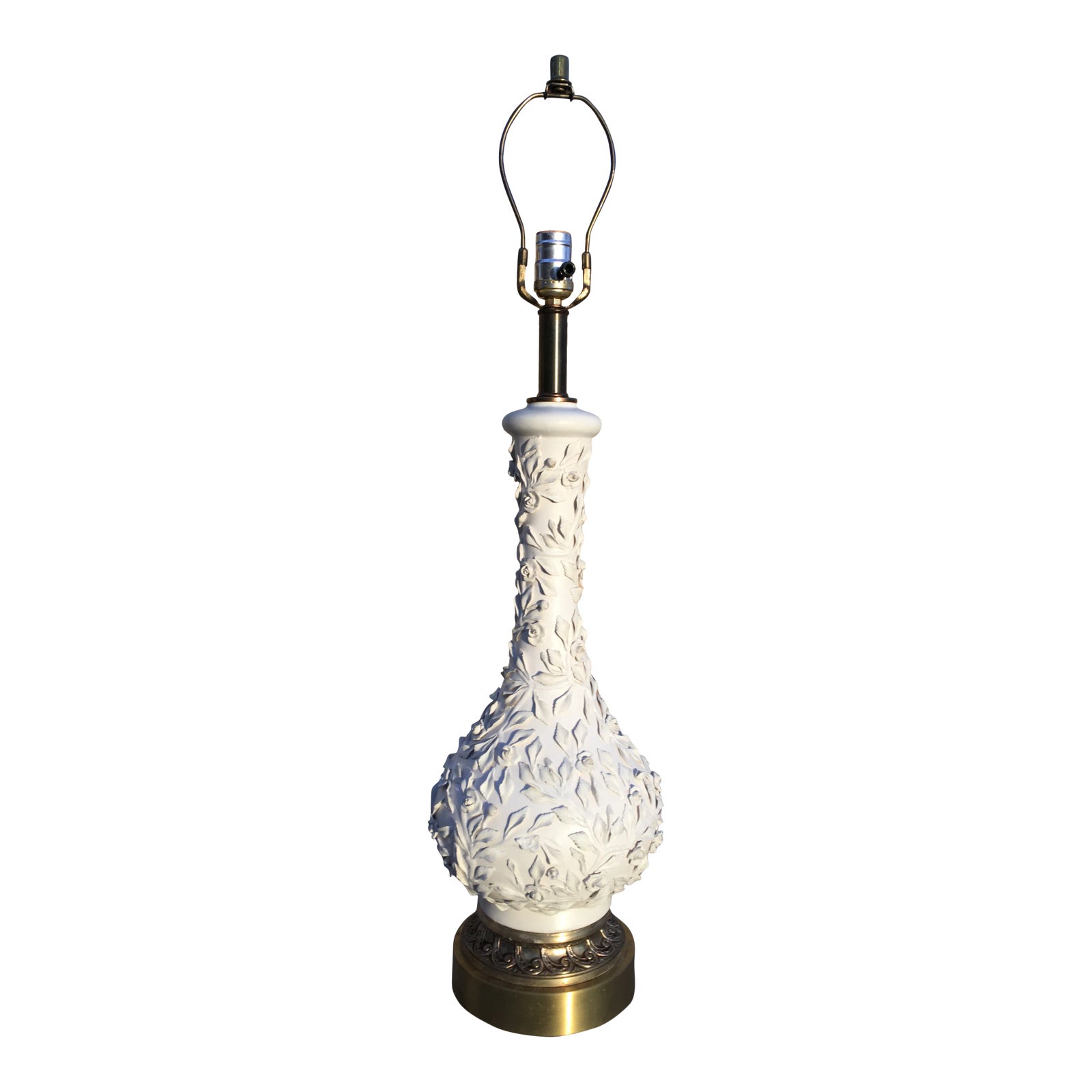 Marbro Style Blanc De Chine Table Lamp With Flowers | Chairish