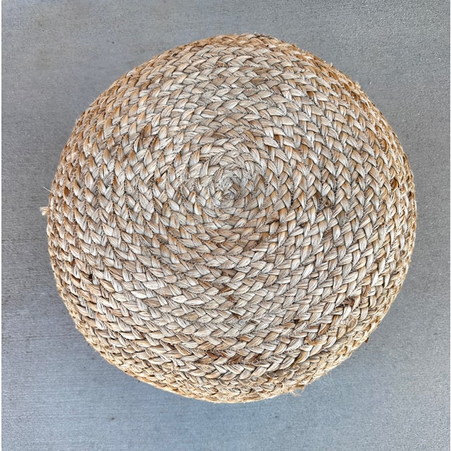 Natural Braided Jute Ottoman/Poof | Chairish