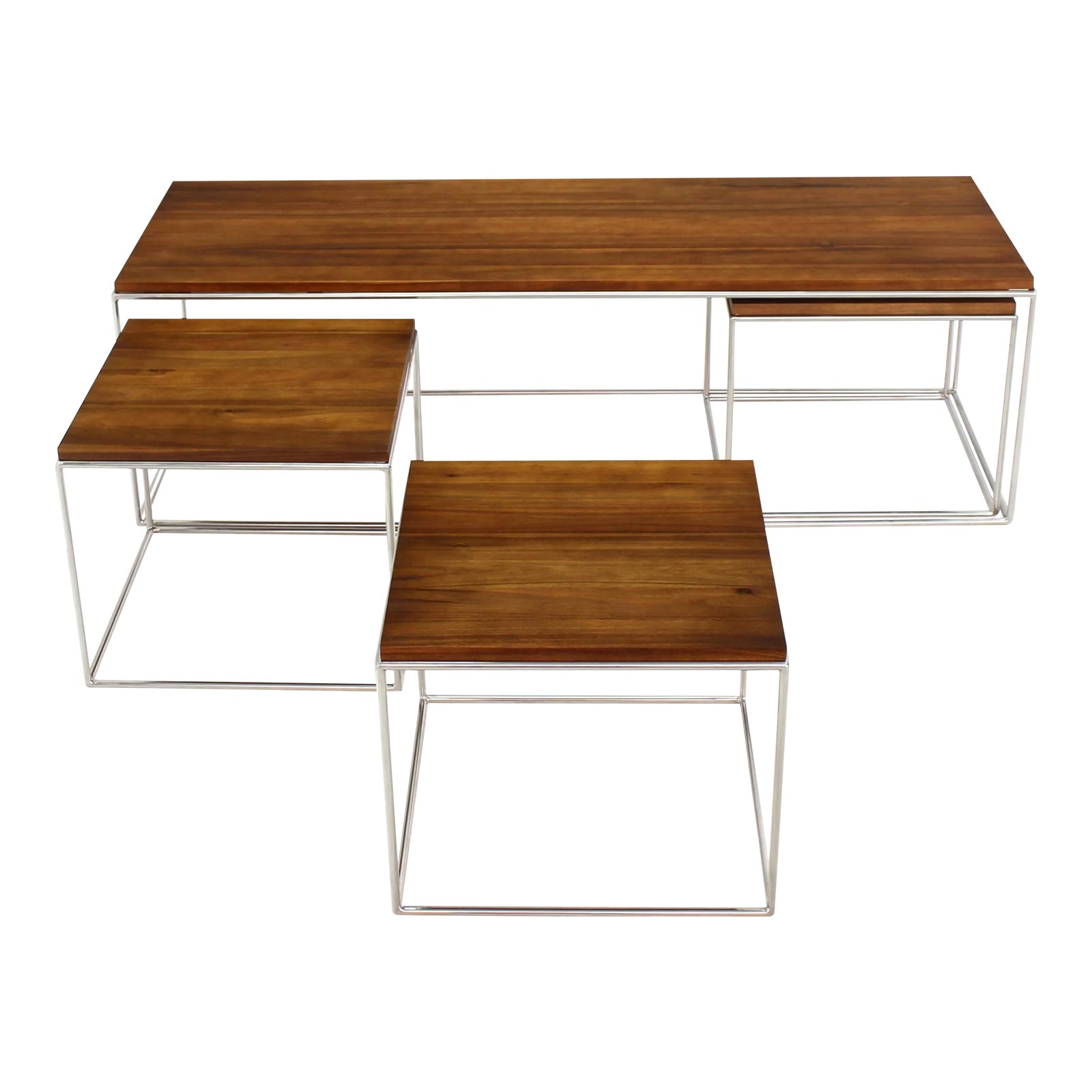 Rectangular 4 Pieces Nesting Solid Stainless Chrome Legs Coffee Table ...