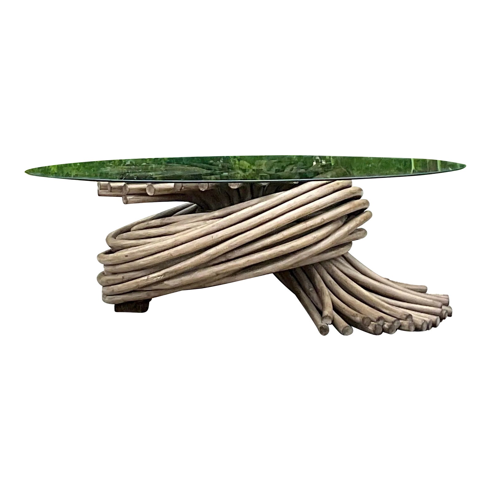 Vintage Coastal Century Twisted Rattan Coffee Table | Chairish