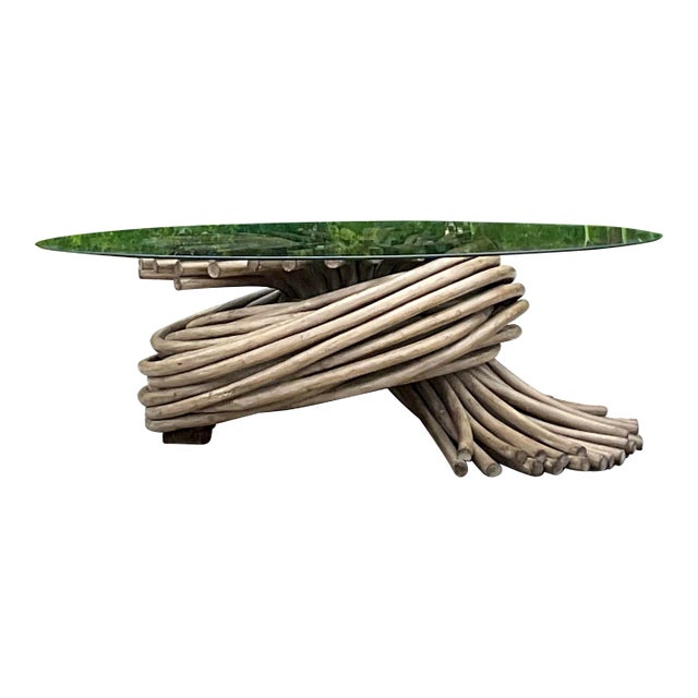 Vintage Coastal Century Twisted Rattan Coffee Table | Chairish