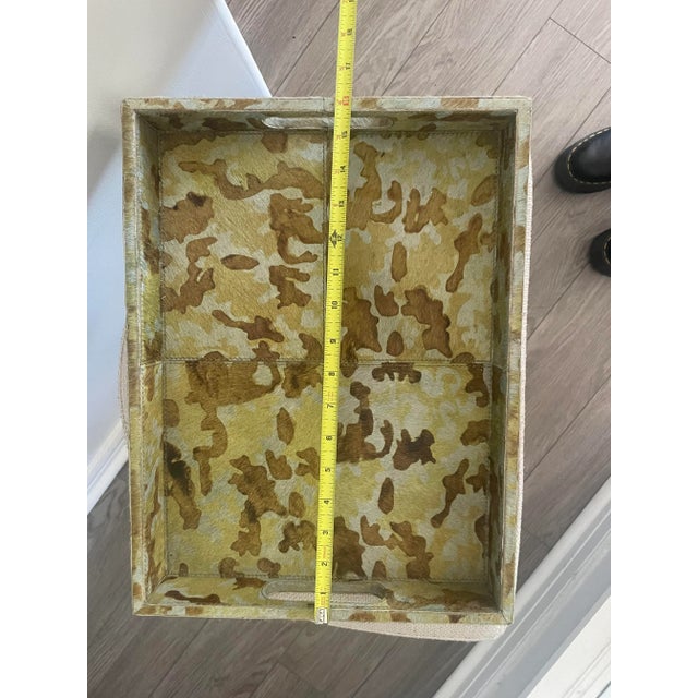 Made Goods Green Camo Hair on Hide Tray | Chairish