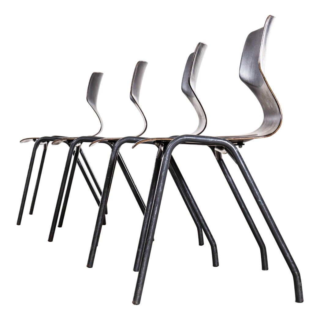 Laminated Ebonised Gun Metal Dining Chairs, 1960s, Set of 4 | Chairish