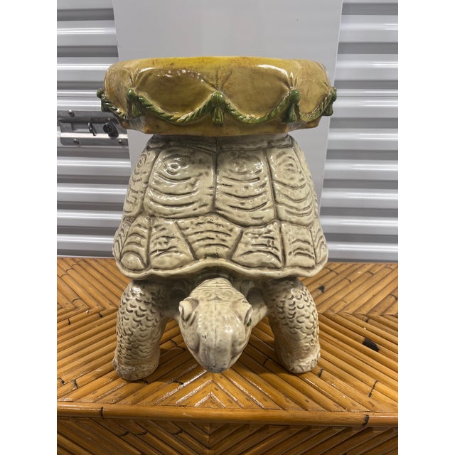 Vintage Green and Gold Turtle Garden Seat | Chairish