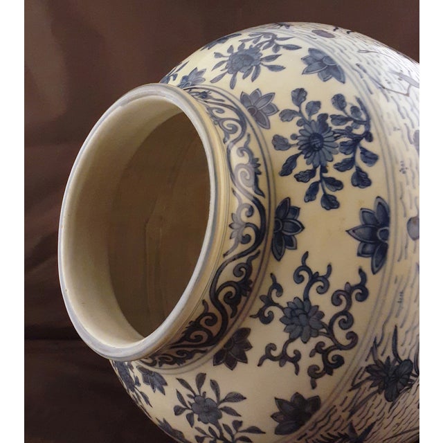 Large Late 19th Century Chinese Porcelain Marine Life Jar | Chairish