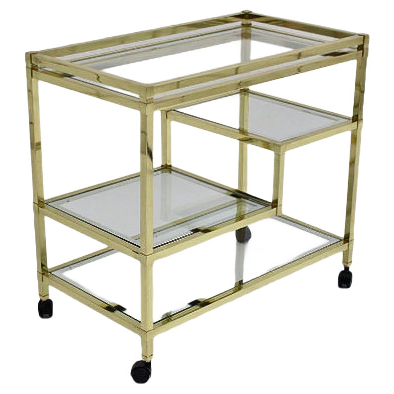Italian Brass and Gold Plating Trolley, 1970s | Chairish